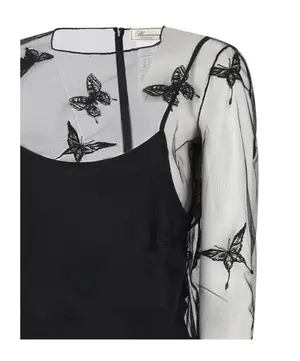 Blumarine Sheer Butterfly Embroidered Top