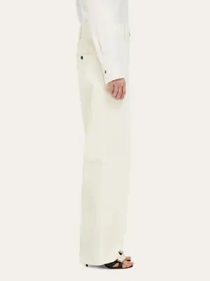 FERRAGAMO Wide-leg Tailored Trousers - Parchment