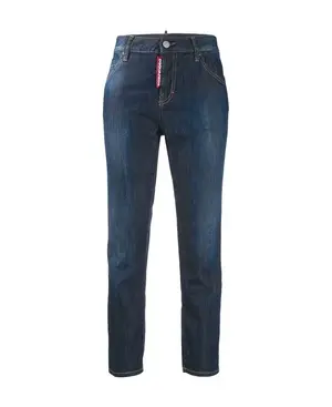 Dsquared2 Cropped Girlfriend Fit Jeans - Blue
