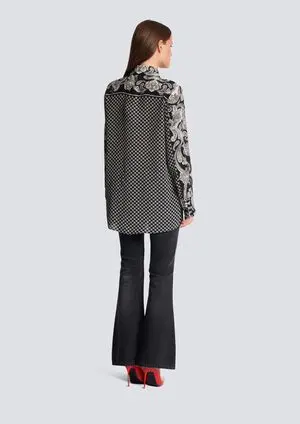 Balmain Paisley And Mini Monogram Printed Silk Shirt