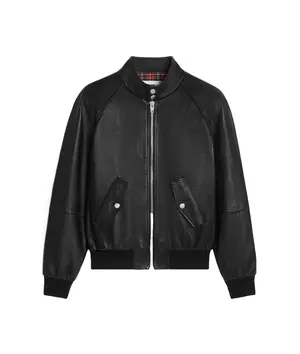 Celine Zipped Blouson Jacket In Soft Lambskin - Black