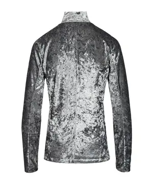 FORTE_FORTE Iridescent Velvet High-collar Top - Gray