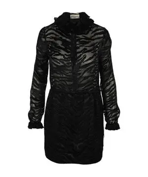 Saint Laurent Zebra Print Sheer Mini Dress