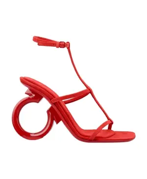 FERRAGAMO Elina Square-toe Heeled Sandals - Red