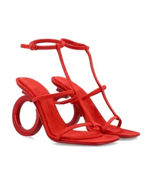 FERRAGAMO Elina Square-toe Heeled Sandals - Red