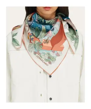 FERRAGAMO Jungle Party Print Silk Scarf
