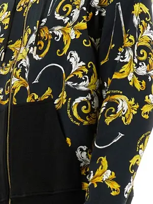 Versace Baroque Printed Zipped Hoodie - Black