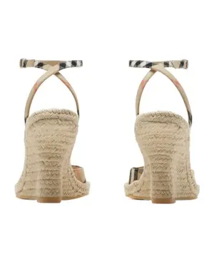 Burberry Checked Wedge Espadrille Sandals