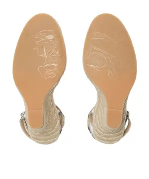 Burberry Checked Wedge Espadrille Sandals