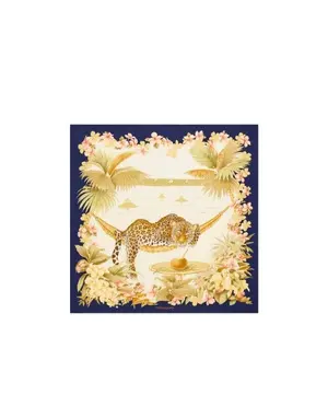 FERRAGAMO Jungle Print Silk Scarf - Blue