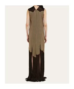FERRAGAMO Sleeveless Maxi Dress With Fringe Detail