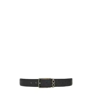FERRAGAMO Adjustable Belt With Gancini Pattern - Black