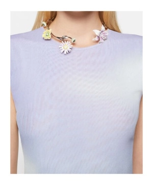 Acne Studios Sleeveless Maxi Dress With Fuzzy Landscape Print - Blue