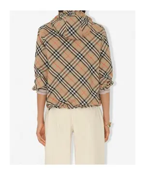 Burberry Checked Hooded Zip-up Jacket With Equestrian Knight Design - Sand-colored
