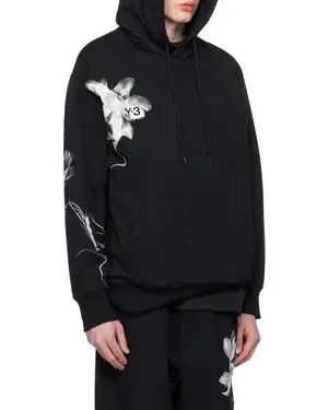 Y3 Floral Print Drawstring Hoodie