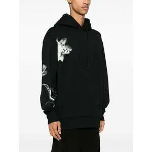 Y3 Floral Print Drawstring Hoodie