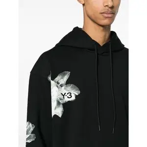Y3 Floral Print Drawstring Hoodie