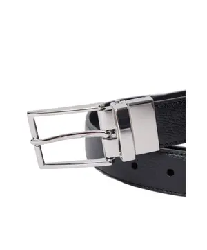 Emporio Armani Logo Debossed Leather Belt - Black
