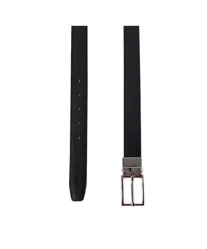 Emporio Armani Logo Debossed Leather Belt - Black