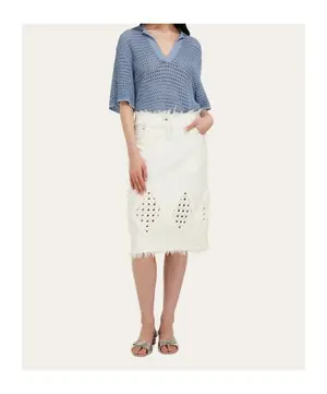 FERRAGAMO Denim Skirt With Frayed Detail
