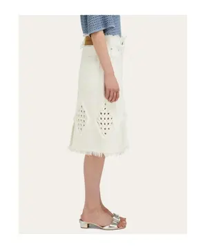 FERRAGAMO Denim Skirt With Frayed Detail