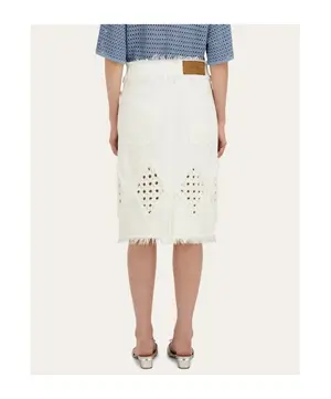 FERRAGAMO Denim Skirt With Frayed Detail