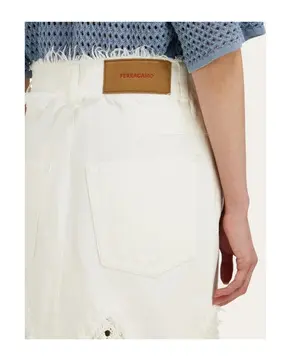 FERRAGAMO Denim Skirt With Frayed Detail