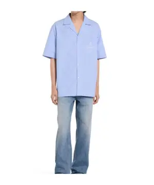 Gucci Thin Striped Poplin Bowling Shirt - Light Blue
