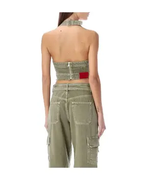 Alessandra Rich Crystal-embellished Buckle Bustier Top