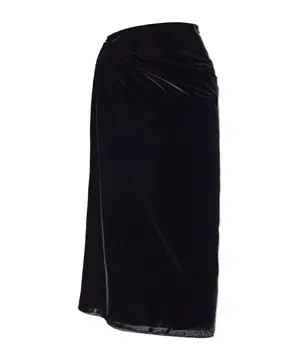 Etro Velvet Midi Skirt With Pleated Details