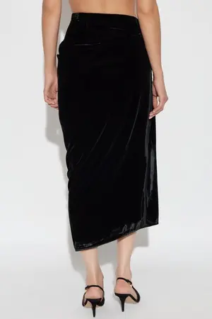 Etro Velvet Midi Skirt With Pleated Details