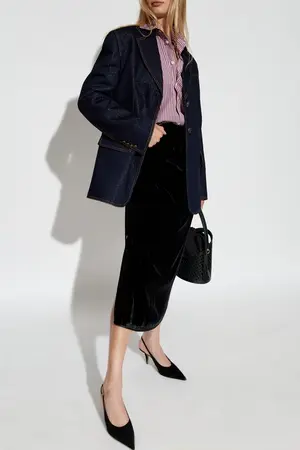 Etro Velvet Midi Skirt With Pleated Details