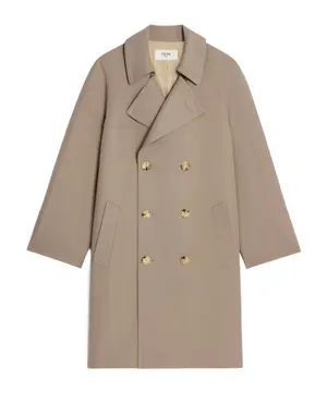 Celine Trench Coat In Wool Gabardine And Cotton