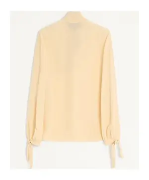 Valentino Garavani Crepe De Chine Long Sleeve Blouse With Fringe Detail