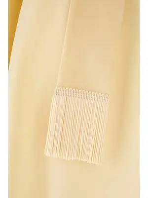 Valentino Garavani Crepe De Chine Long Sleeve Blouse With Fringe Detail - Birch
