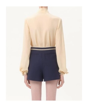 Valentino Garavani Crepe De Chine Long Sleeve Blouse With Fringe Detail - Birch