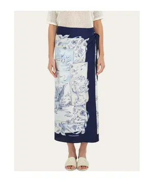FERRAGAMO Voyage Print Silk Sarong - Blue