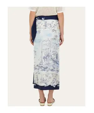 FERRAGAMO Voyage Print Silk Sarong - Blue