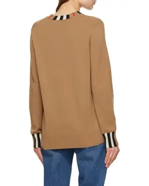 Burberry Cashmere Jumper With Striped Edging - Beige