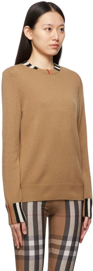 Burberry Cashmere Jumper With Striped Edging - Beige