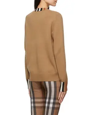 Burberry Cashmere Jumper With Striped Edging - Beige