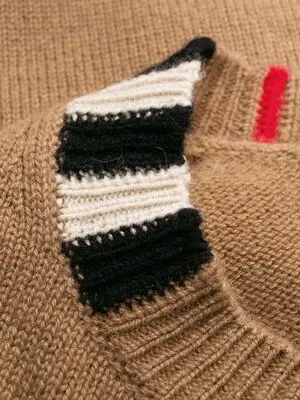 Burberry Cashmere Jumper With Striped Edging