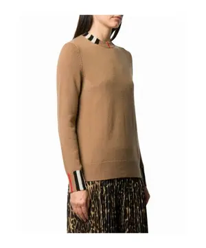 Burberry Cashmere Jumper With Striped Edging