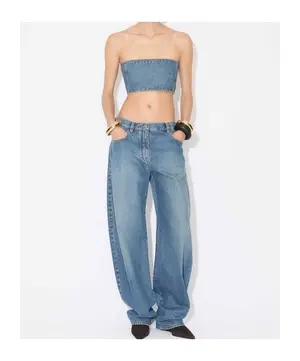 Alaïa Low Waist Curved Leg Jeans - Mineral