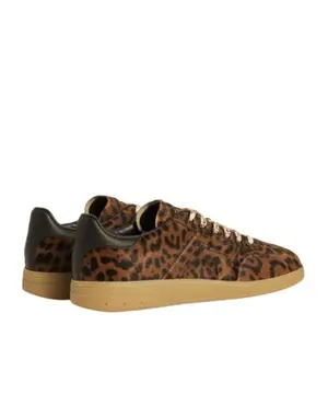Santoni Leopard Print Lace-up Sneakers