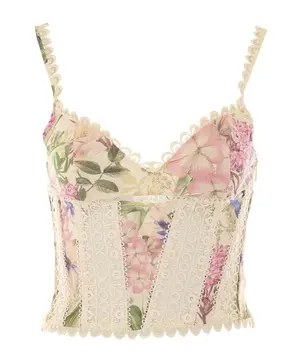 Charo Ruiz Ibiza CHARO RUIZ Ibiza Poppy Lace Trim Crop Top No
