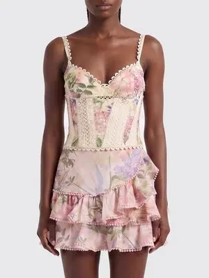 Charo Ruiz Ibiza Poppy Lace Trim Crop Top - Nude