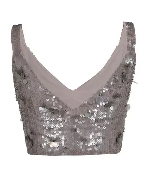 P.a.r.o.s.h Embellished Cropped Top - Gray