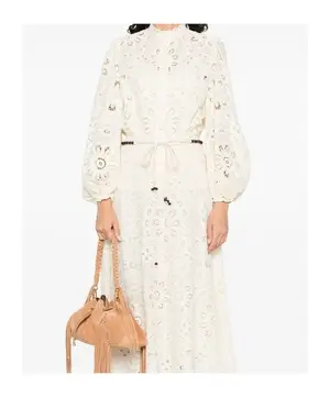 Zimmermann Openwork Stand-up Collar Shirt With Floral Cutouts