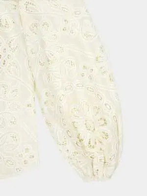 Zimmermann Openwork Stand-up Collar Shirt With Floral Cutouts